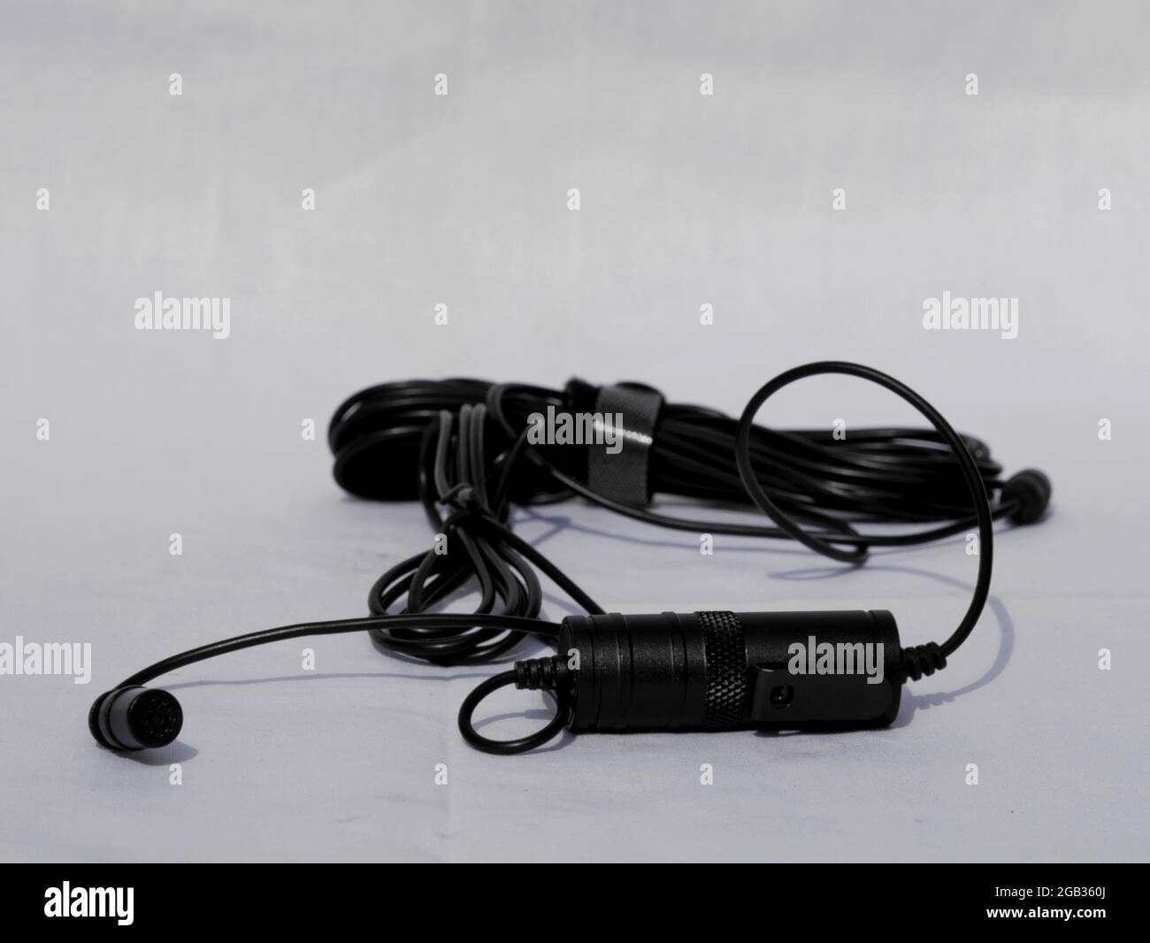 Voice record sound system with mike presented on white plane background ...