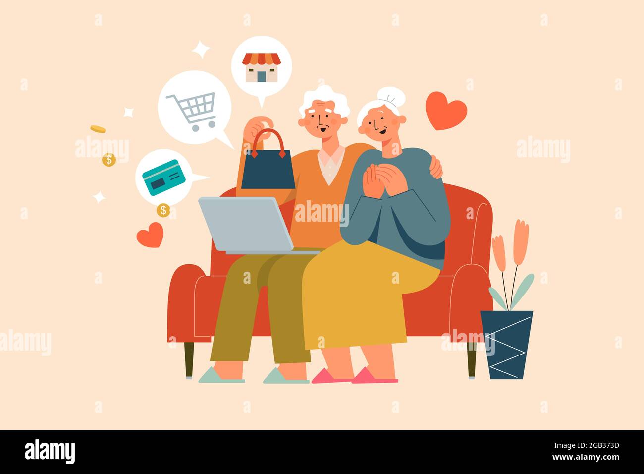 Senior man woman laptop Stock Vector Images - Alamy