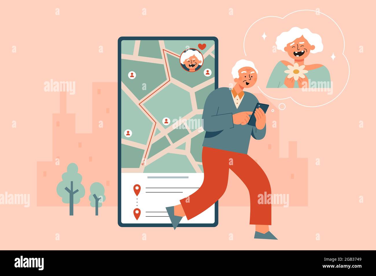 Old man looking at a map Stock Vector Images - Alamy