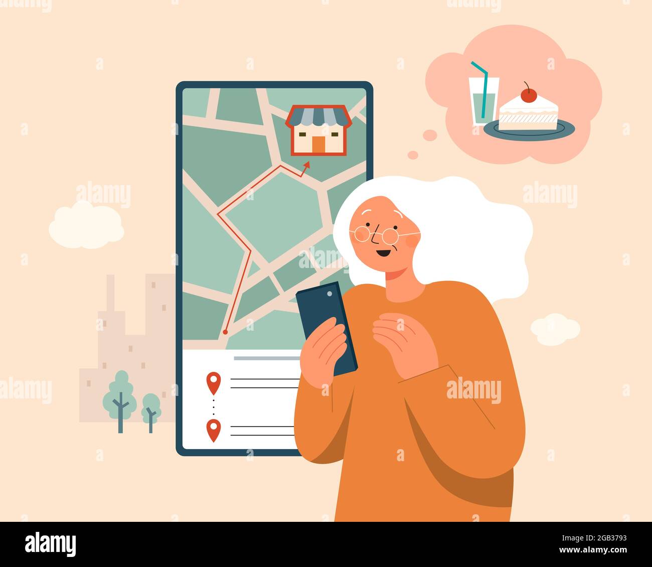Restaurant map on phone Stock Vector Images - Alamy