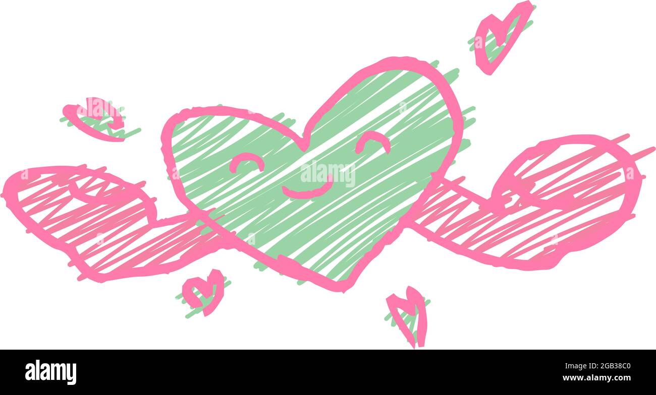 This is a illustration of Cute cheerful heart human graffiti drawn by a ...