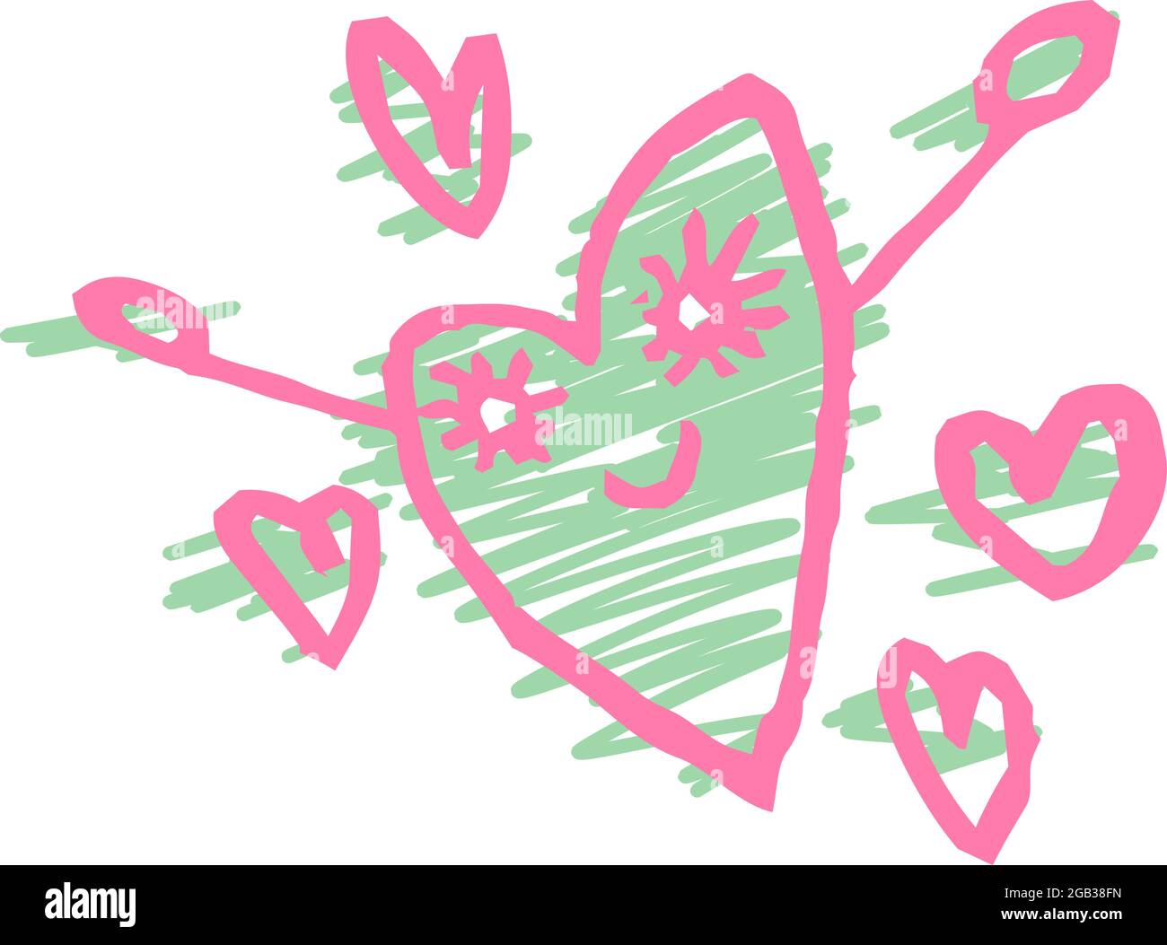 This is a illustration of Cute cheerful heart human graffiti drawn by a ...