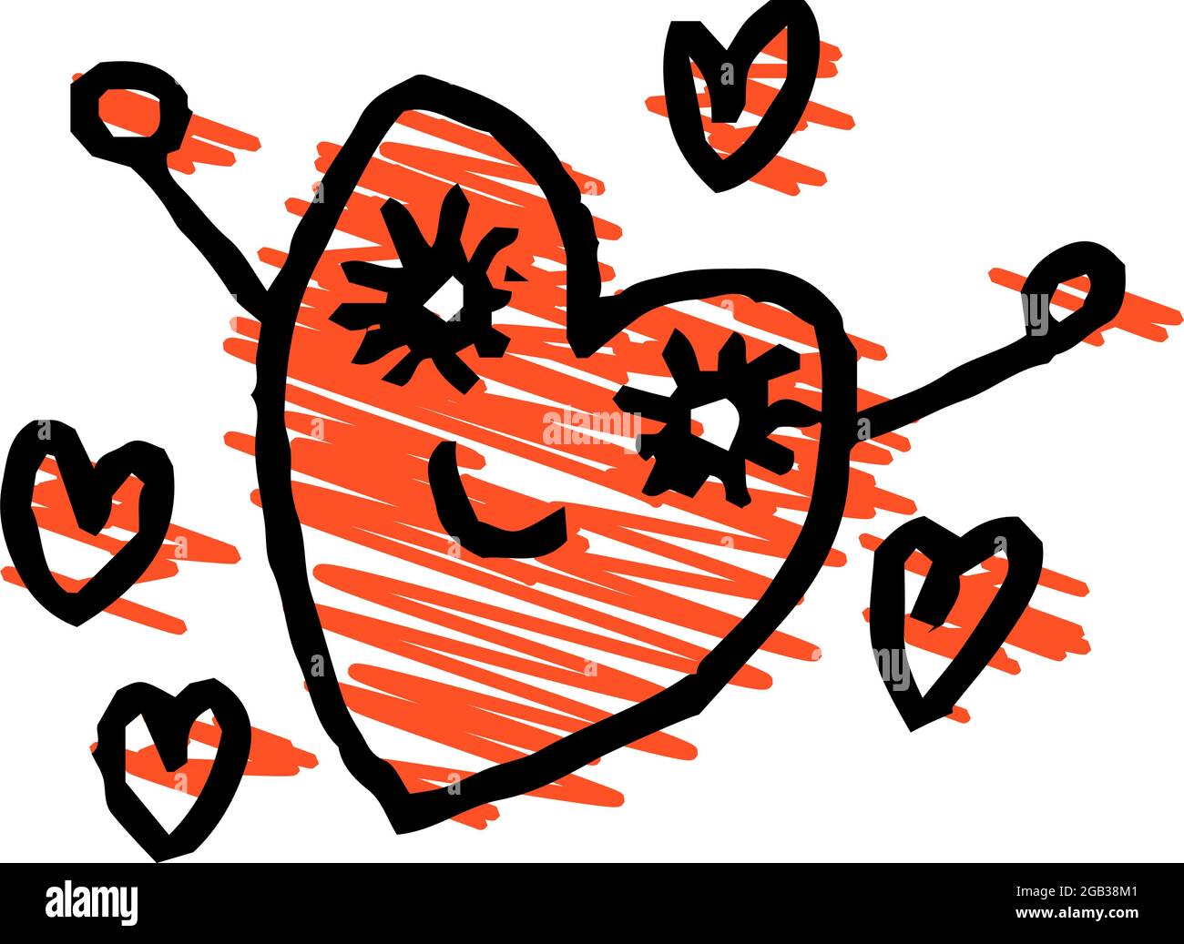 This is a illustration of Cute cheerful heart human graffiti drawn by a ...