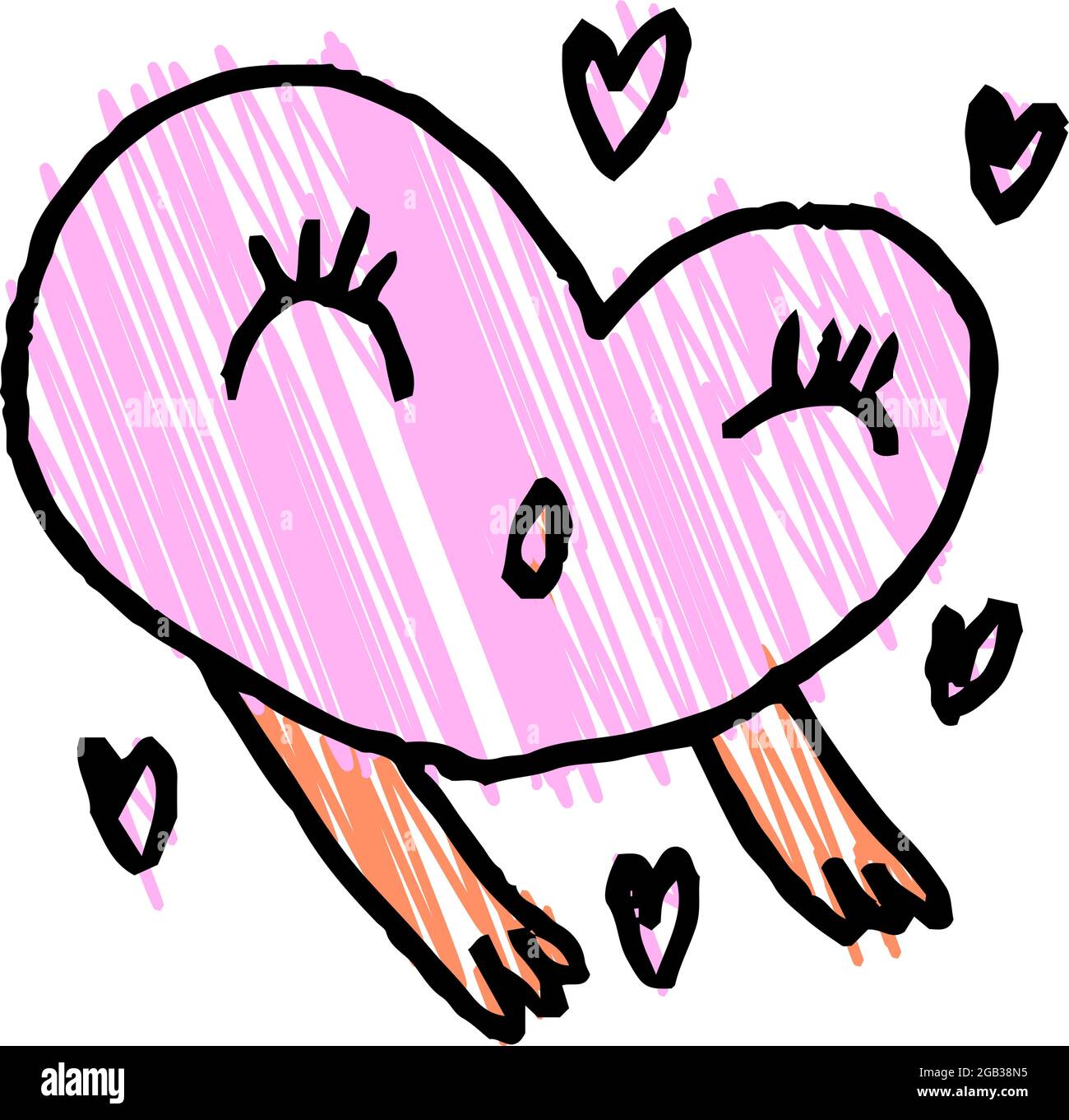 This is a illustration of Cute cheerful heart human graffiti drawn by a ...