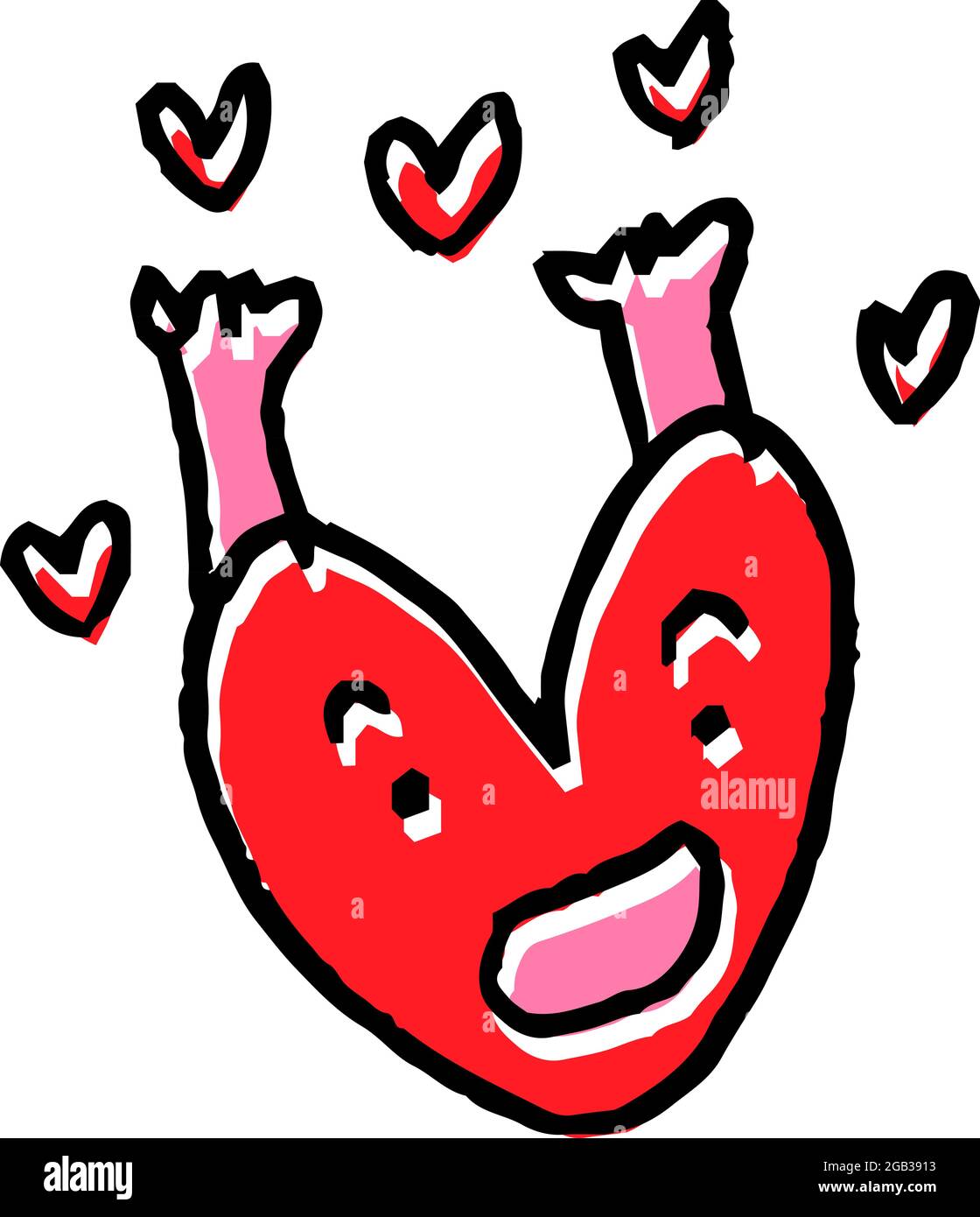 This is a illustration of Cute cheerful heart human graffiti drawn by a ...