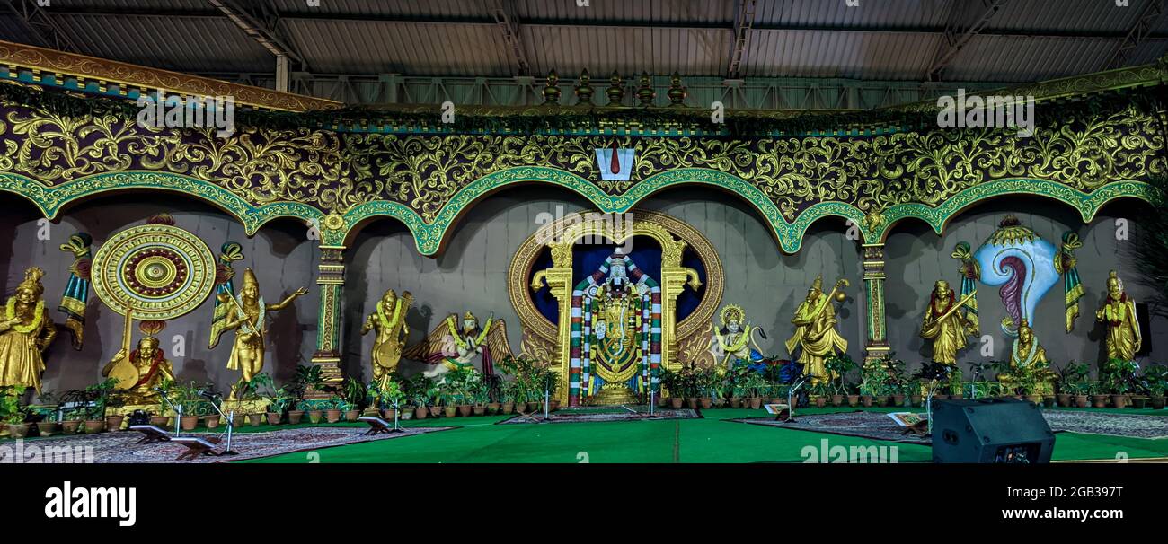 a panorama view of cultural live stage show in Tirumala Tirupati temple ...
