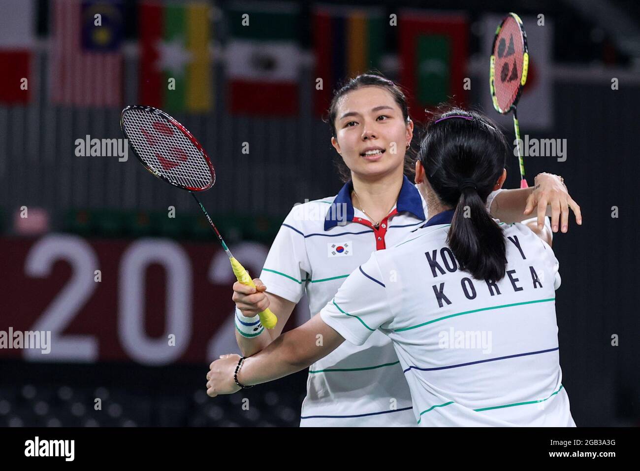 Tokyo, Japan. 2nd Aug, 2021. South Korea's Kim So-yeong (back)/Kong Hee ...