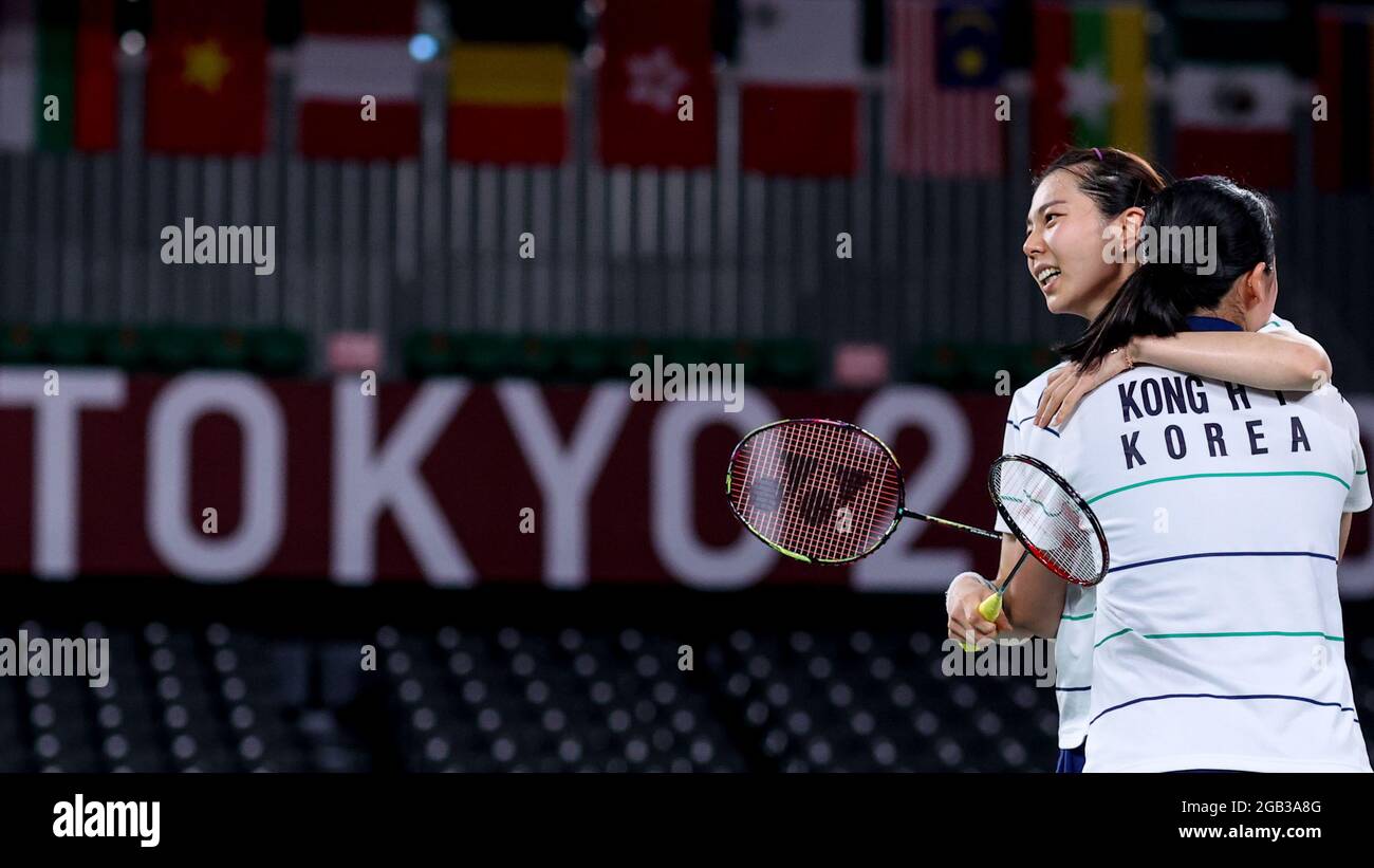 Tokyo, Japan. 2nd Aug, 2021. South Korea's Kim So-yeong (back) /Kong ...