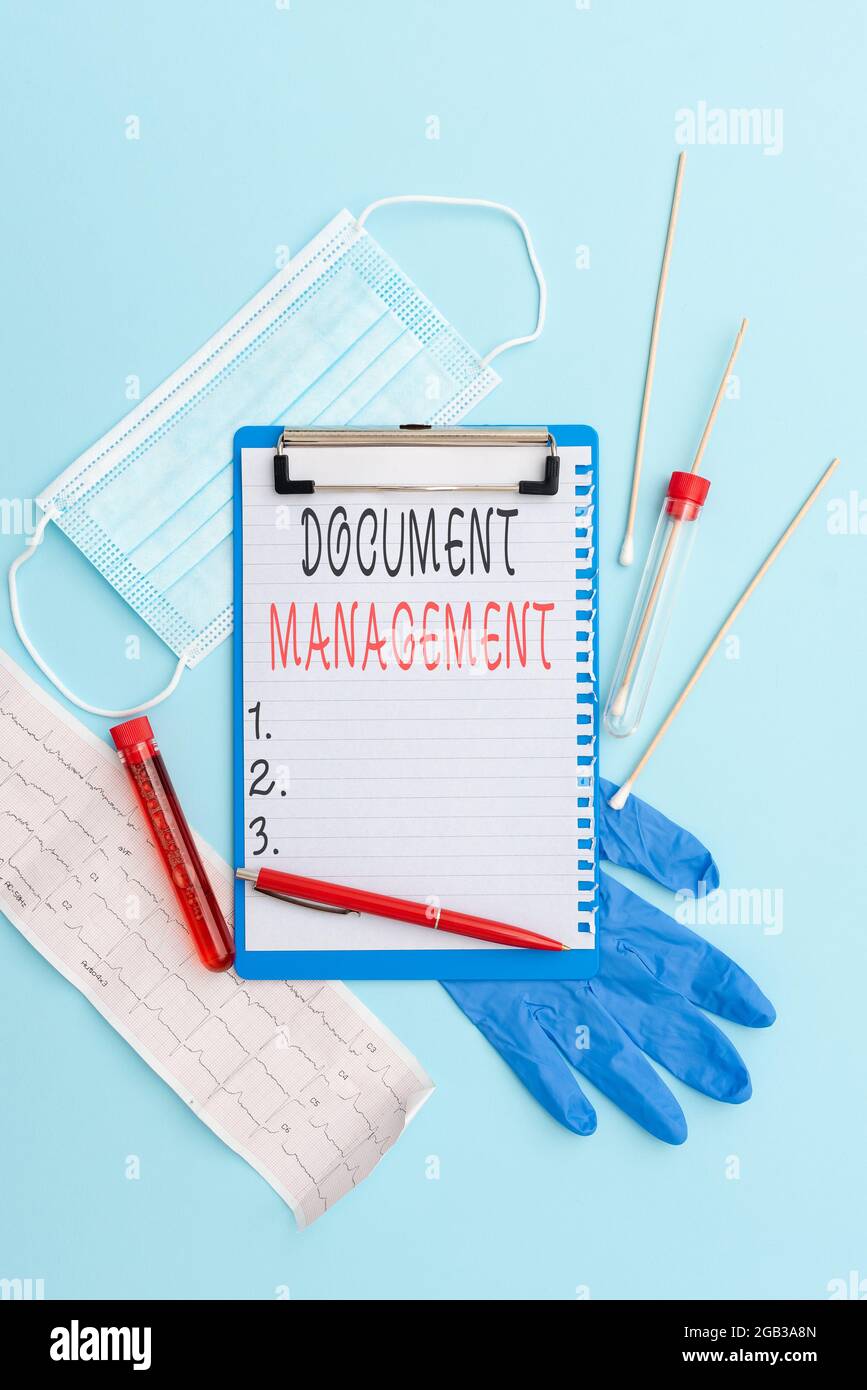 Sign displaying Document Management. Business overview Computerized ...