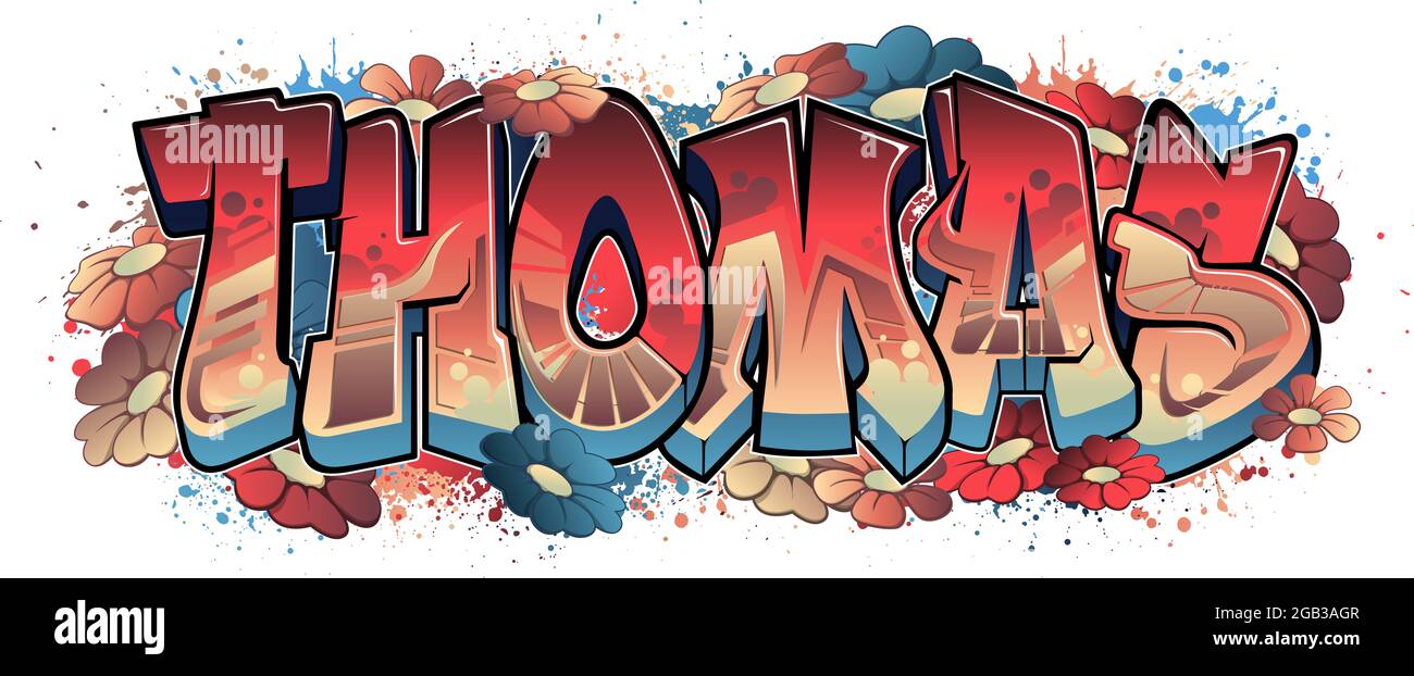 Graffiti styled Name Design - Thomas Cool legible graffiti art Stock ...