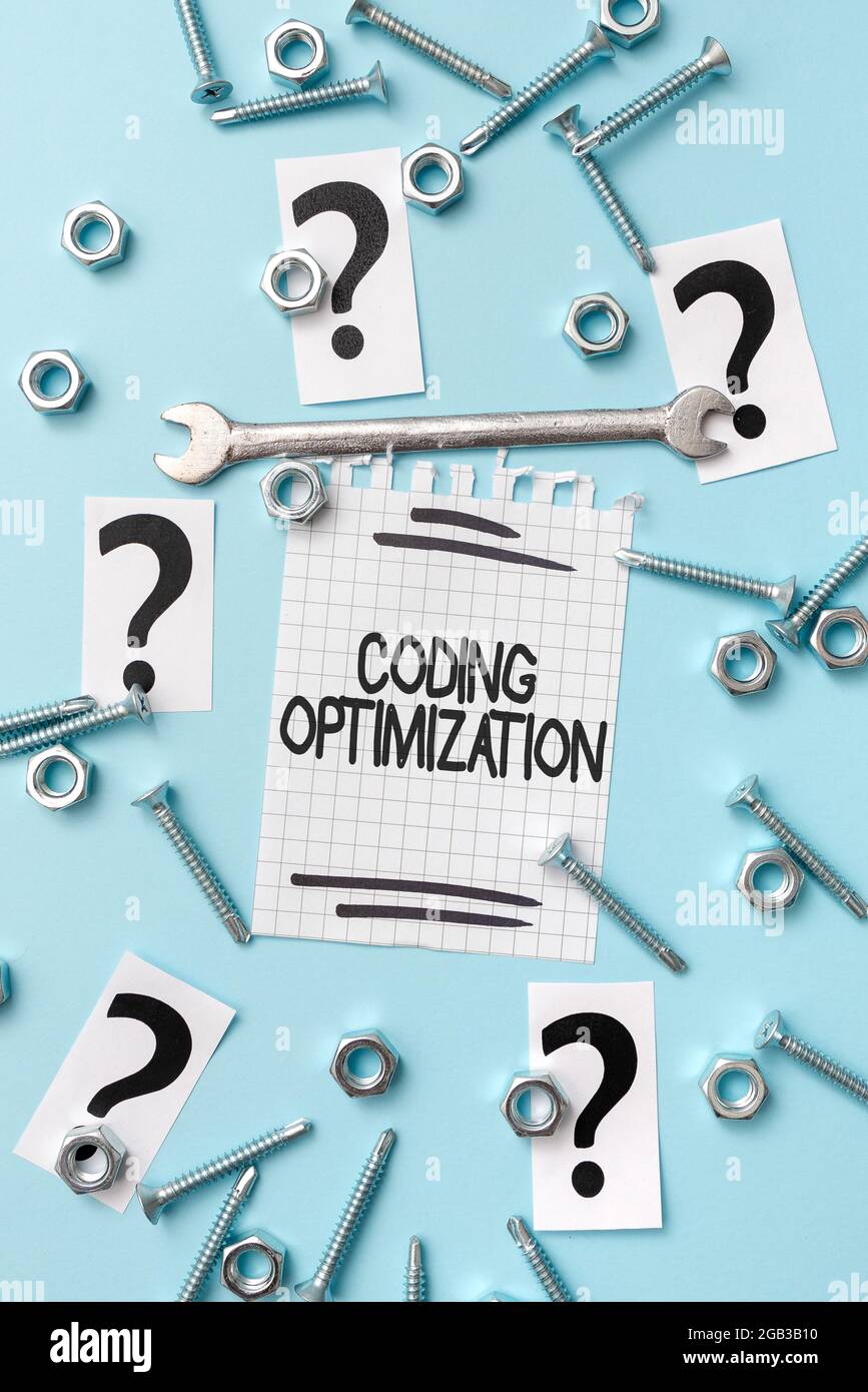 Conceptual display Coding Optimization. Word Written on method of code ...