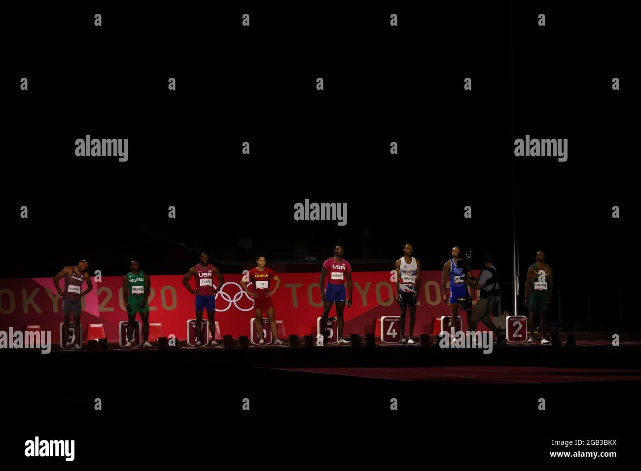 Tokyo, Japan. 1st Aug, 2021. Men's 100m Final Starting Lineup Athletics ...