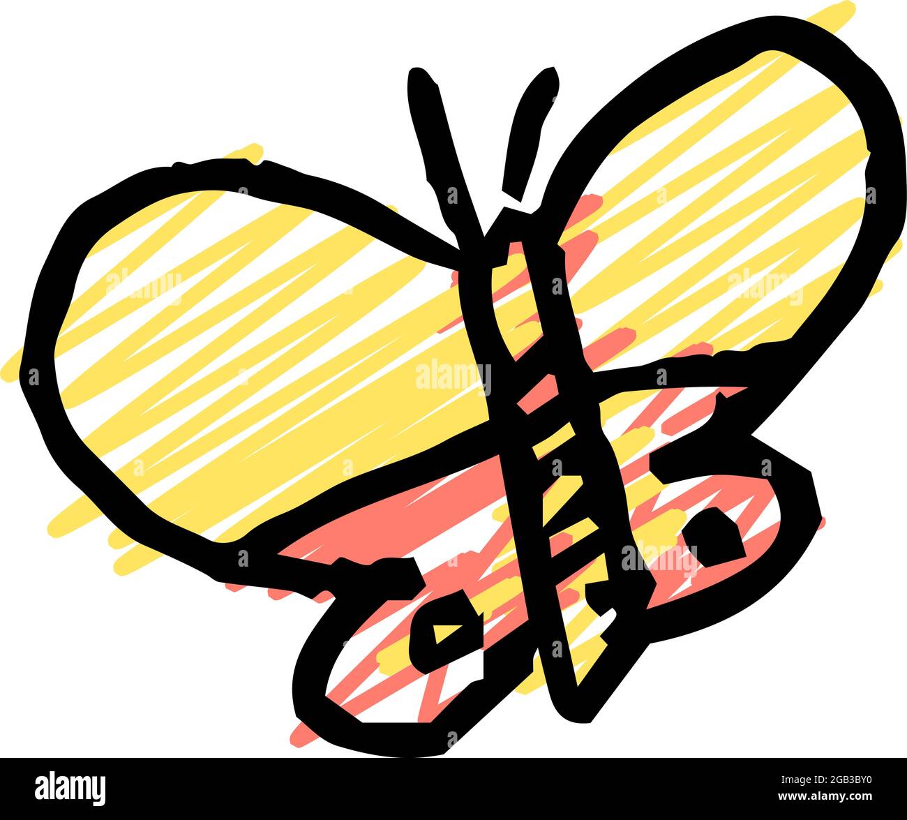 This is a illustration of Cute butterfly scribble drawn by a child ...
