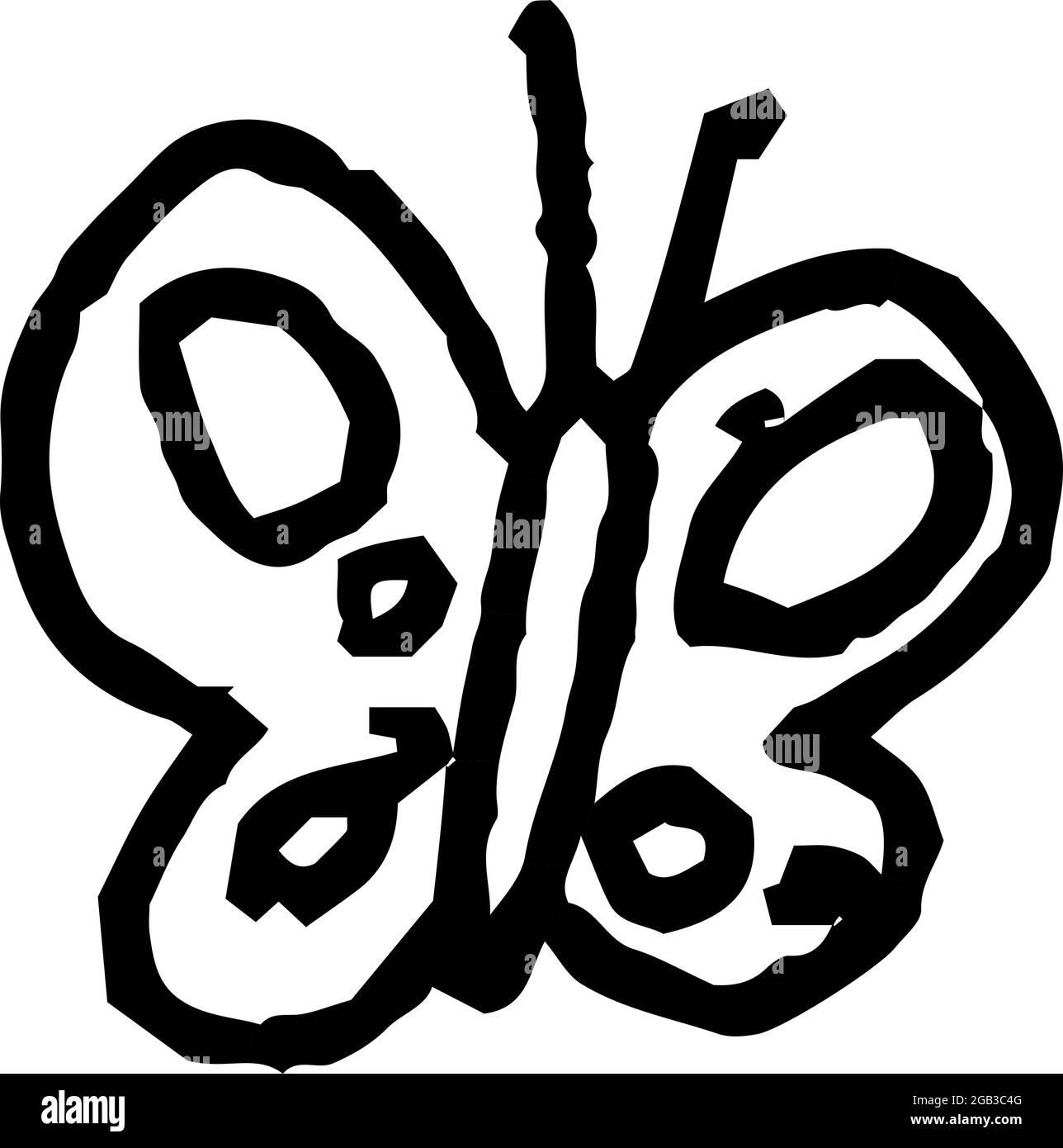 This is a illustration of Cute butterfly scribble drawn by a child ...