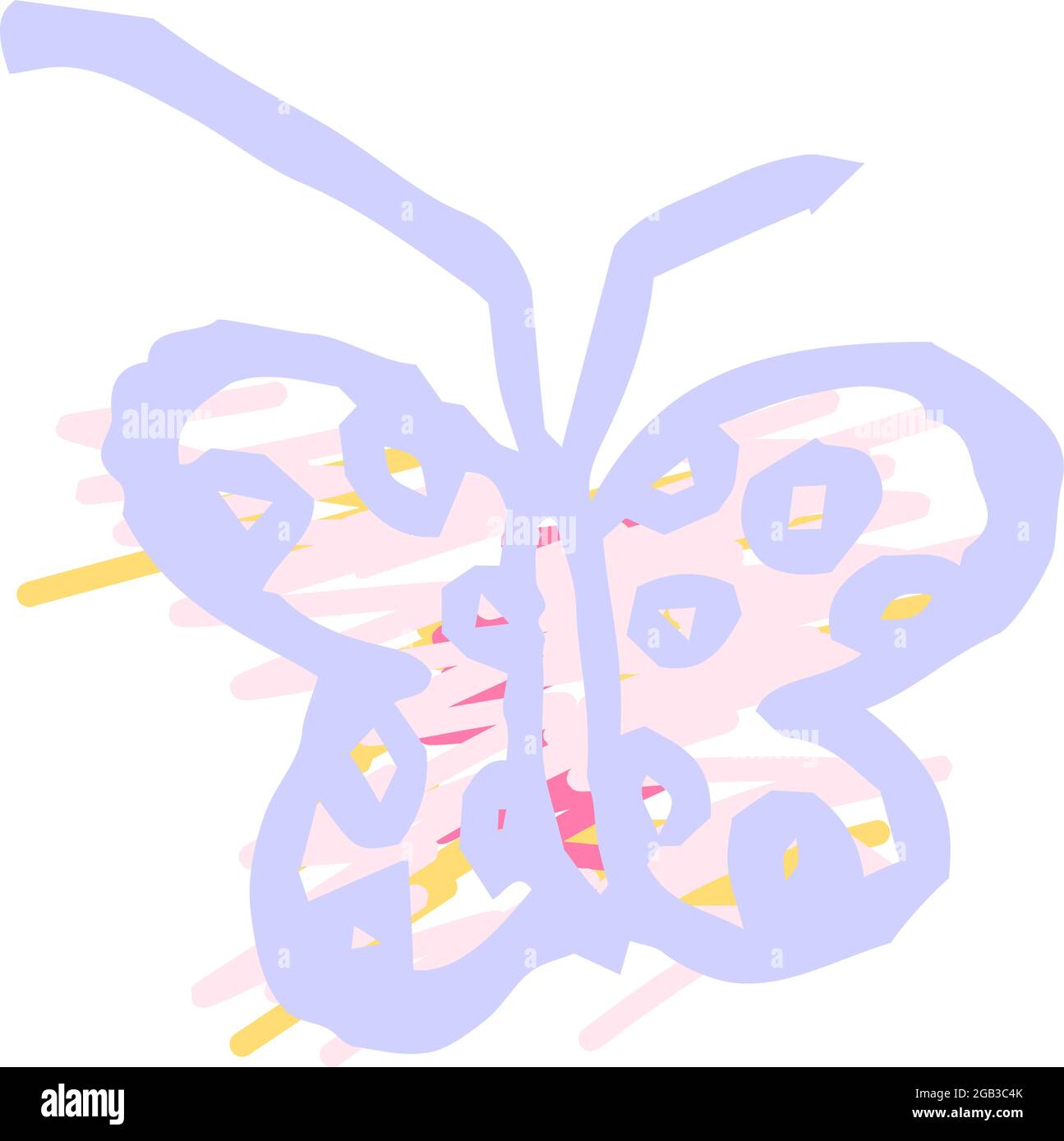 This is a illustration of Cute butterfly scribble drawn by a child ...