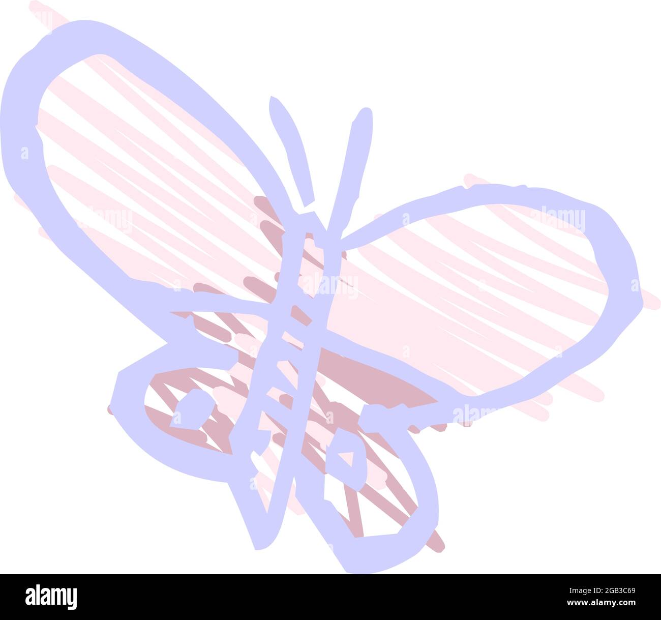 This is a illustration of Cute butterfly scribble drawn by a child ...