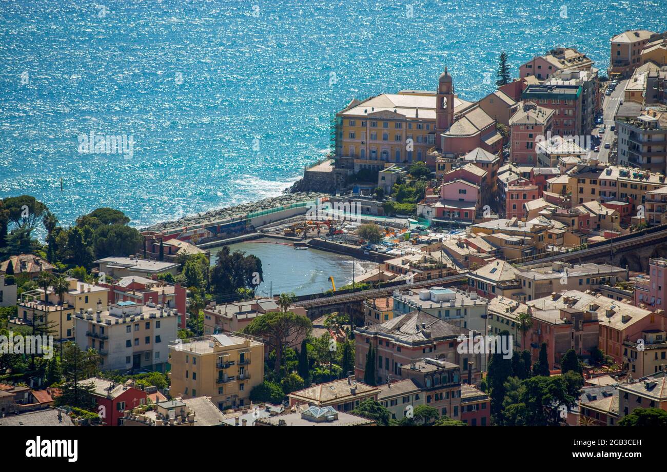 Aerial view of the small port of Nervi in Genoa, Italy Stock Photo - Alamy
