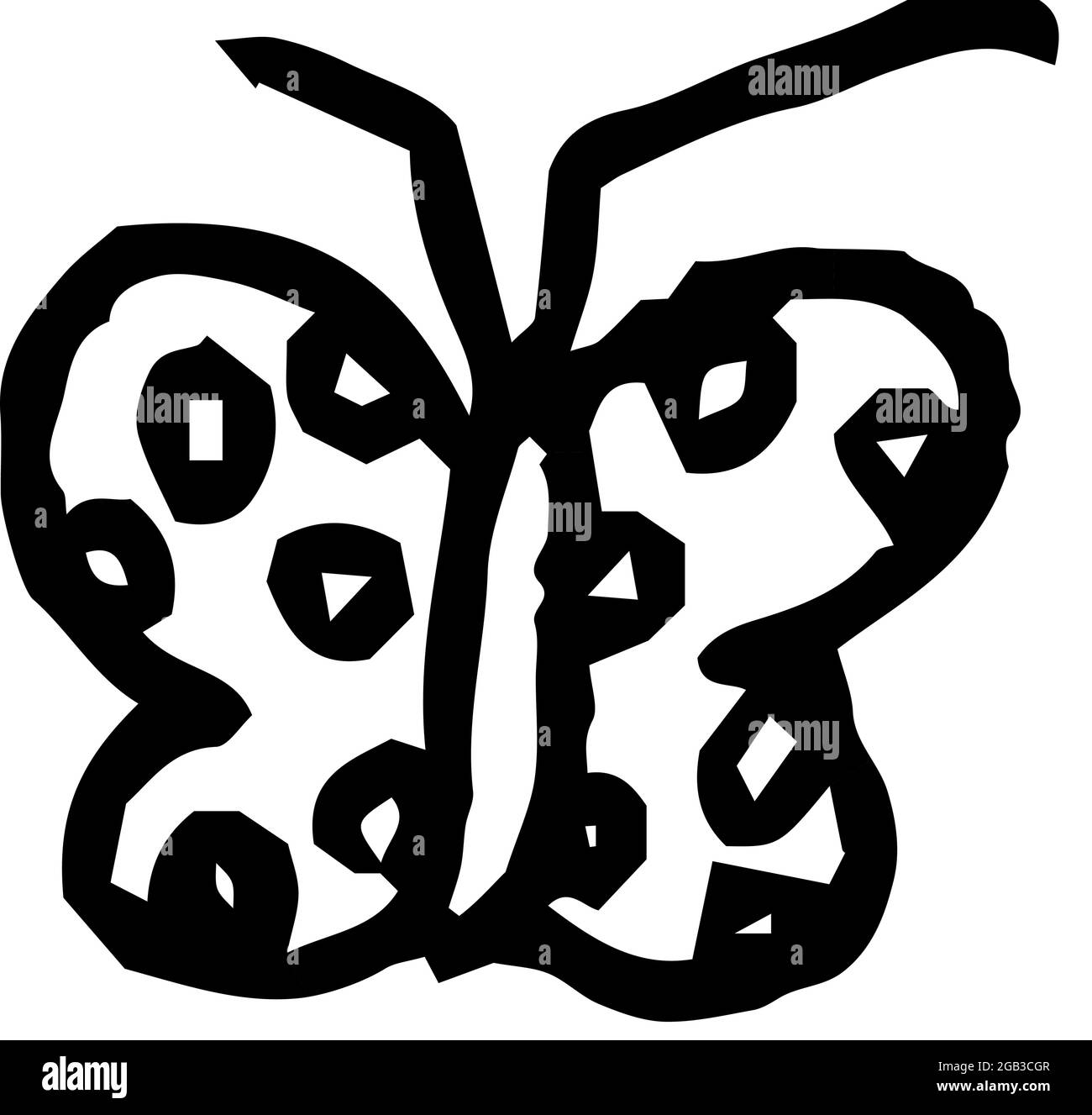 This is a illustration of Cute butterfly scribble drawn by a child ...