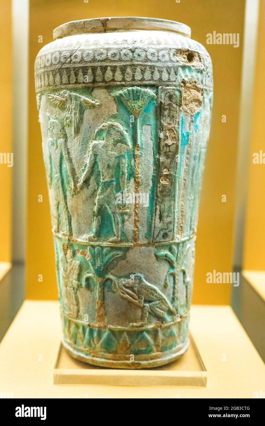 Faience situla (bucket) with a cartouche of the pharaoh Bocchoris from ...