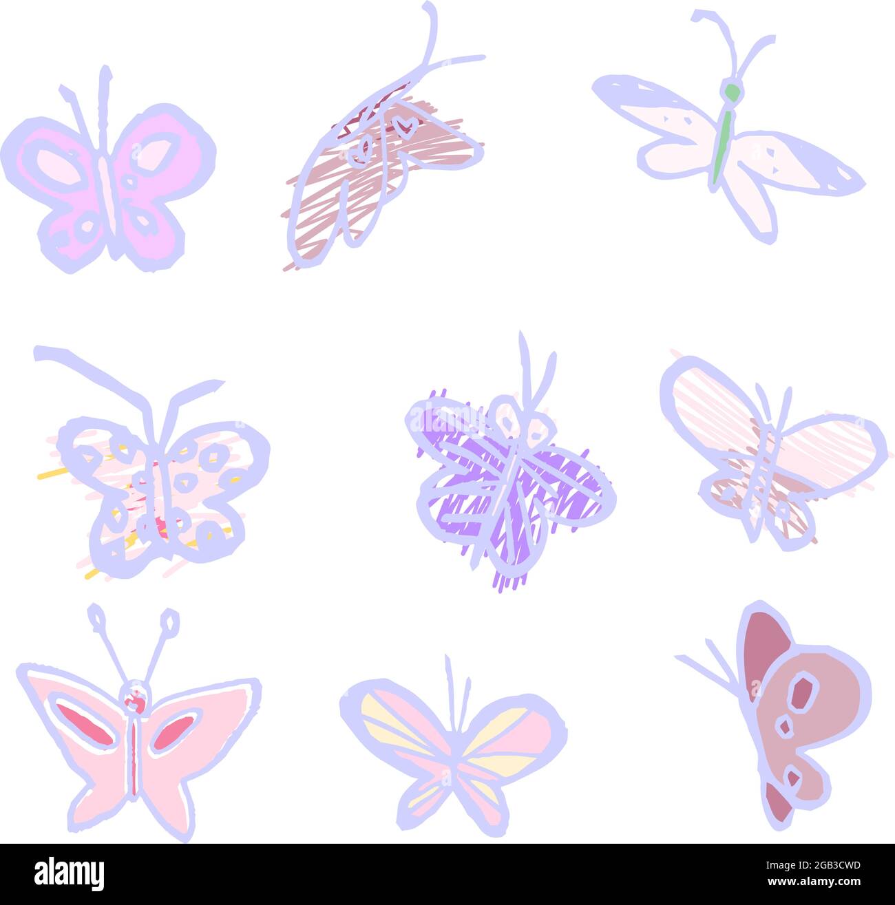 This is a illustration of Cute butterfly scribble drawn by a child ...