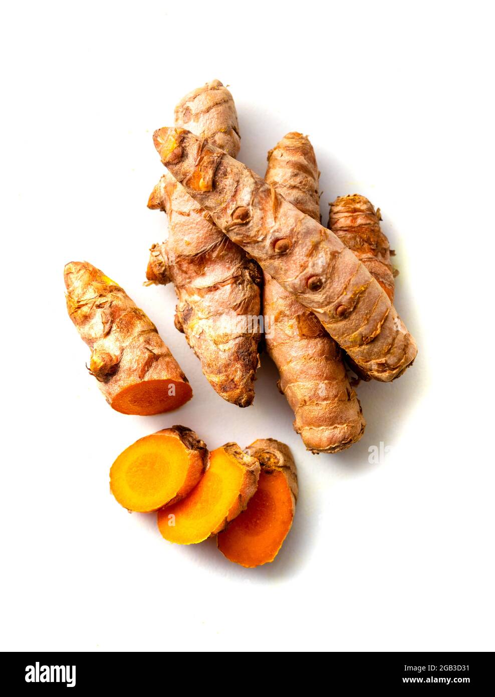Top view of turmeric rhizome isolated on white Stock Photo - Alamy