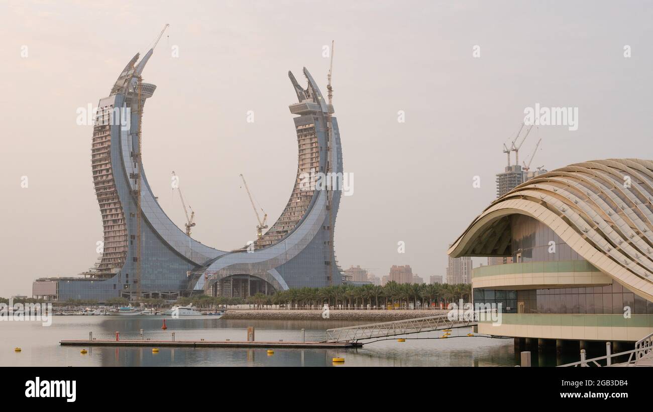 Lusail, Qatar - July 30, 2021: Beautiful morning view of Lusail City ...