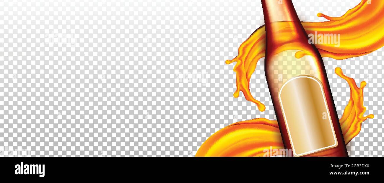 Beer Blank Glass Bottle And Beverage Splash Vector Stock Vector Image ...