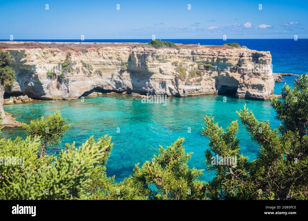 Torre Sant Andrea, Salento sea coast, Apulia, Italy. Beautiful rocky ...