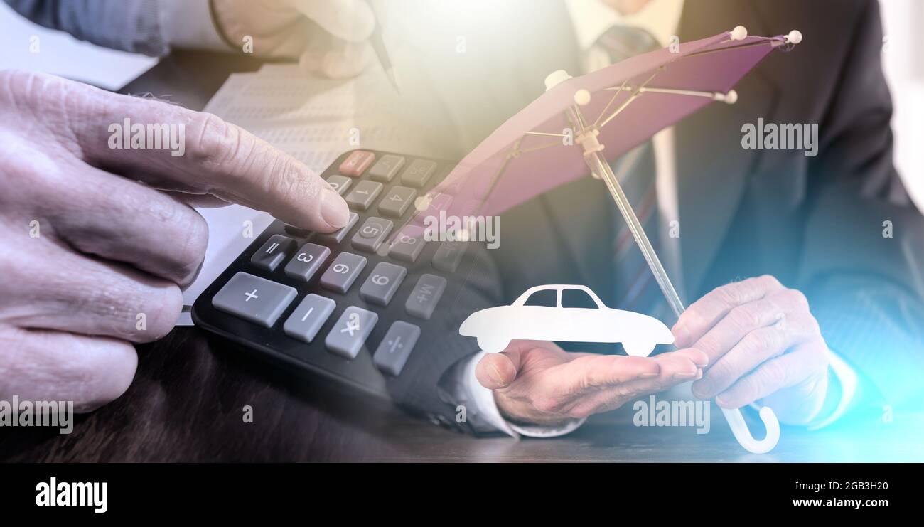 Symbol of auto coverage by a general agent; price and cost; multiple ...