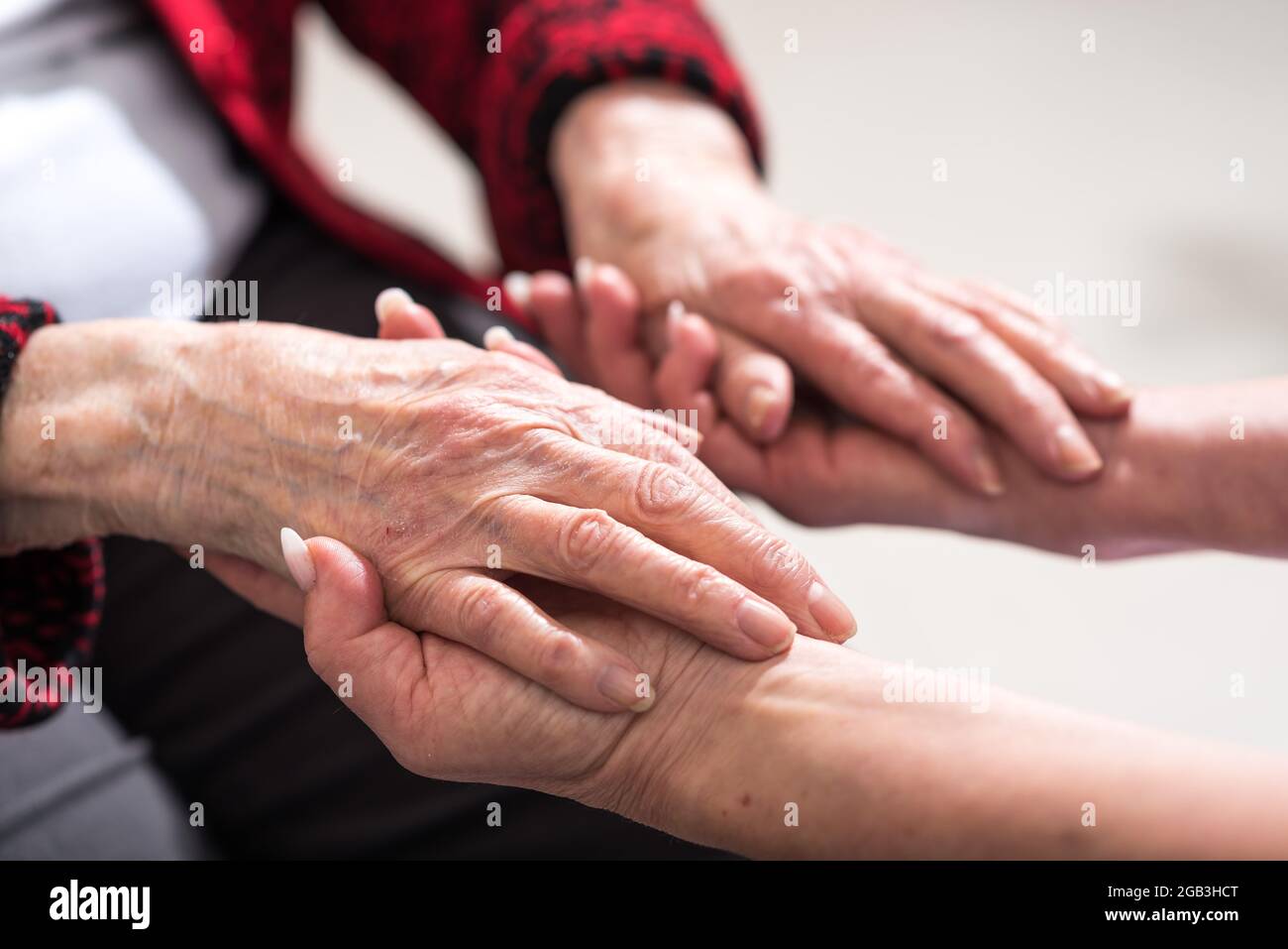Hands of young woman holding the hands of an elderly person Stock Photo ...