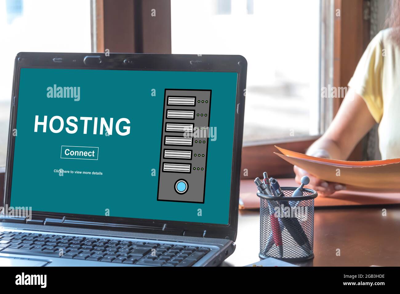 Laptop screen displaying a hosting concept Stock Photo - Alamy