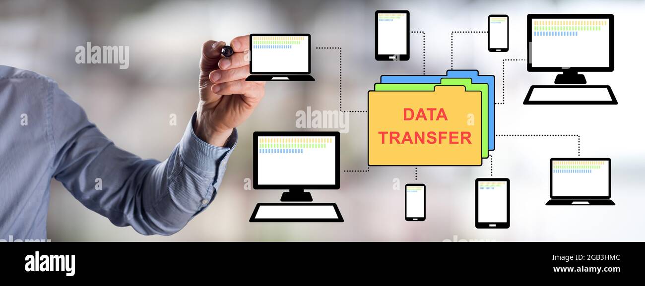 Man drawing a data transfer concept Stock Photo - Alamy