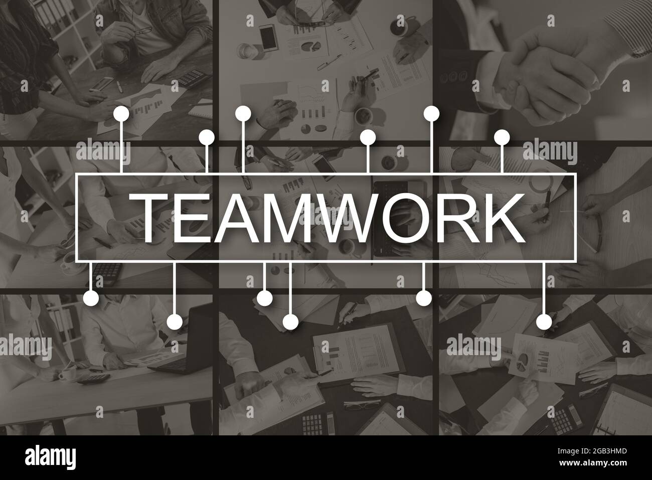 Teamwork concept illustrated by pictures on background Stock Photo - Alamy