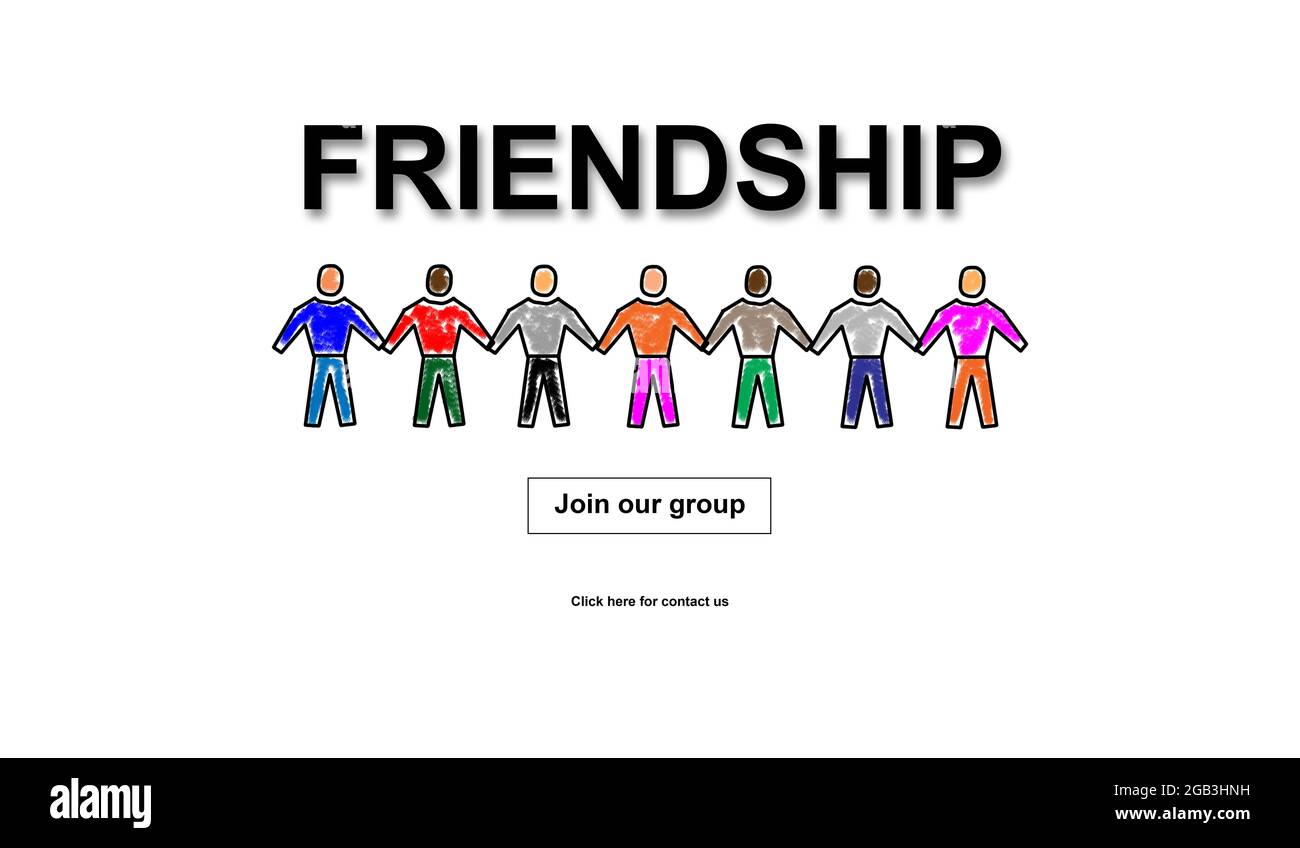 Friendship concept with people hand in hand on white background Stock ...