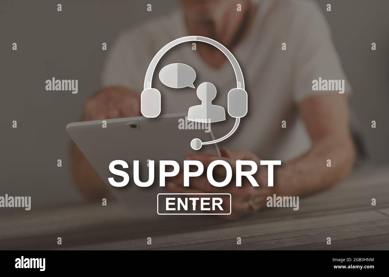 Support concept illustrated by a picture on background Stock Photo - Alamy