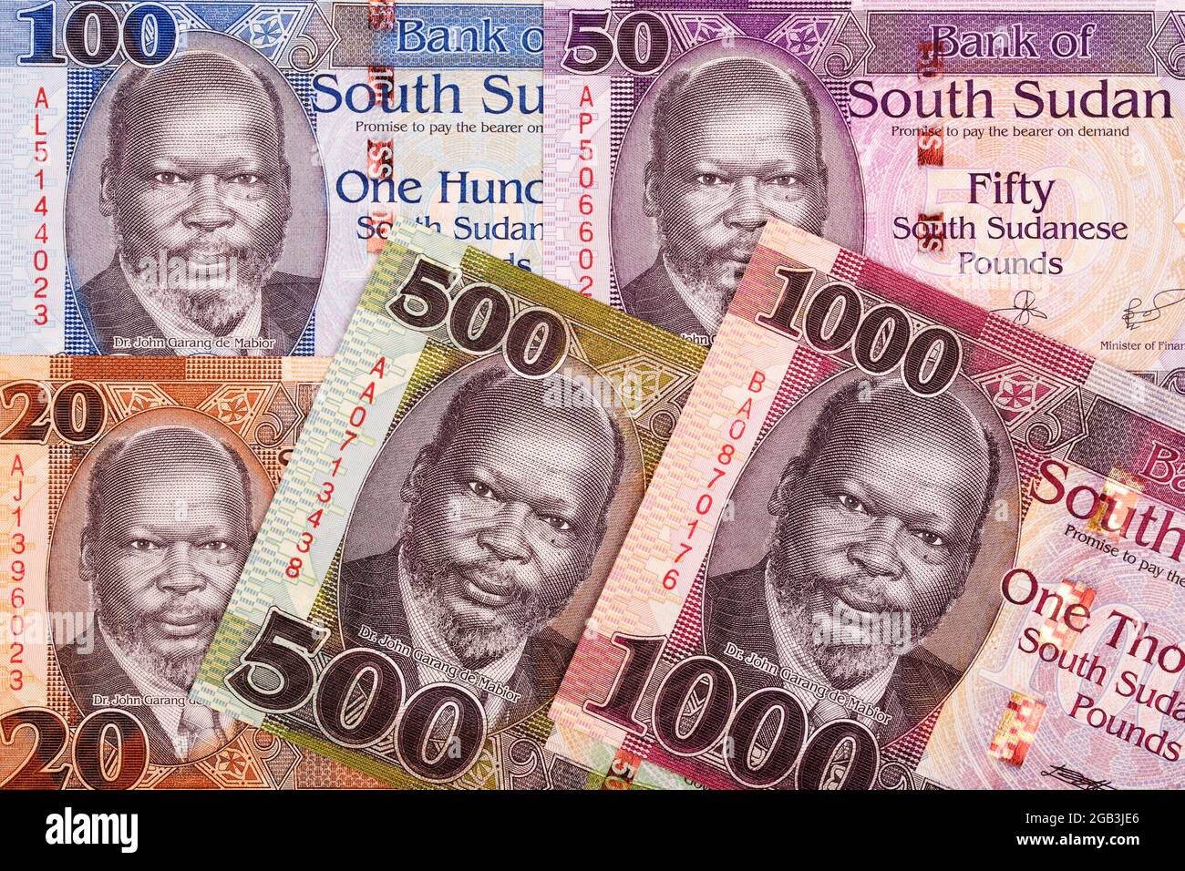 South Sudanese money a business background with new series of banknotes ...