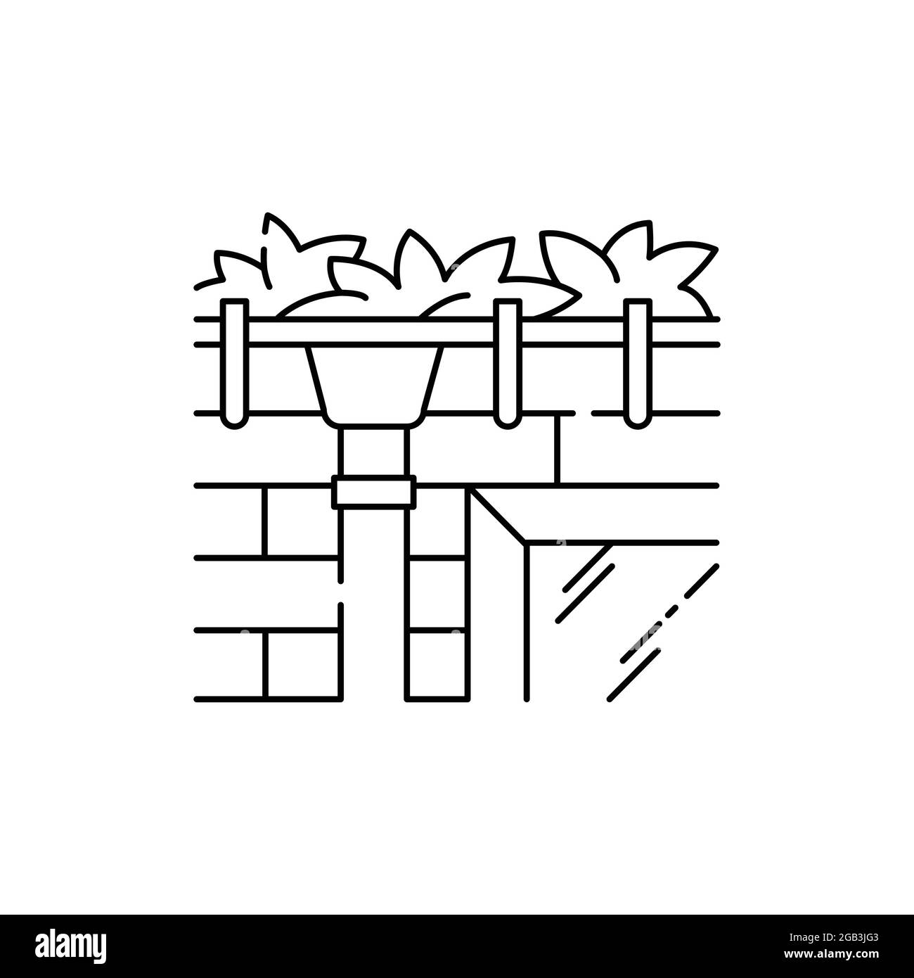 Gutter clearance olor line icon. Garden service Stock Vector Image ...