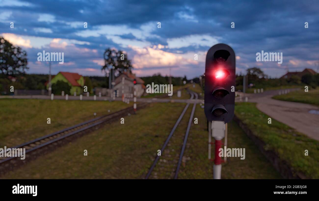 stop sign on a railroad track Stock Photo - Alamy