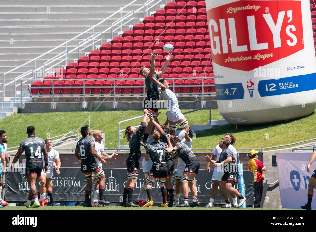 Rugby ATL no. 8 Johan Momsen (8) wins line-out against LA Giltinis lock ...