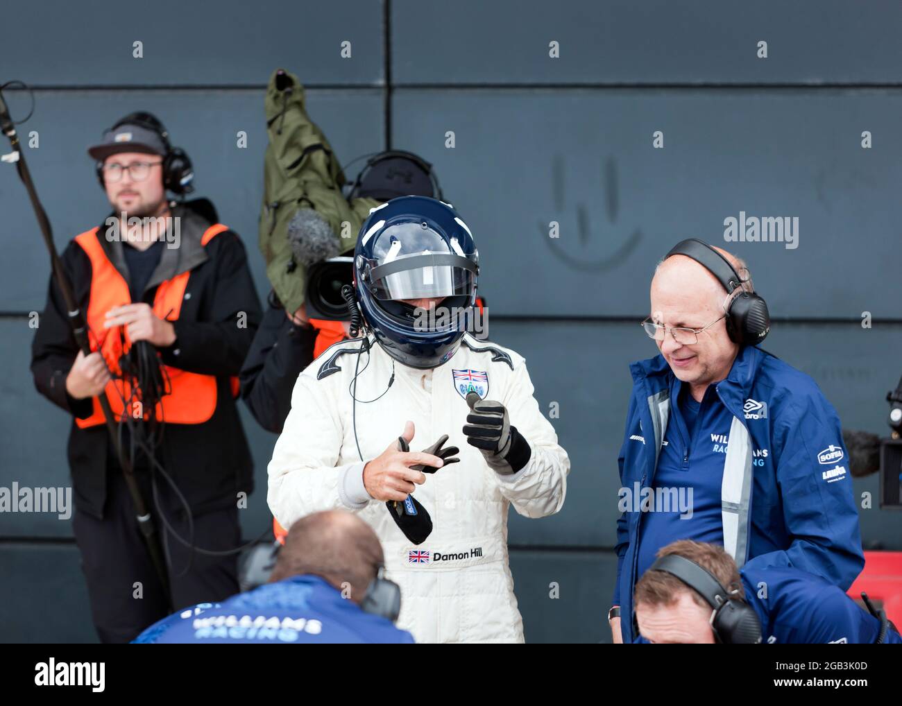 Damon Hill just after he exited from the cockpit of his World ...
