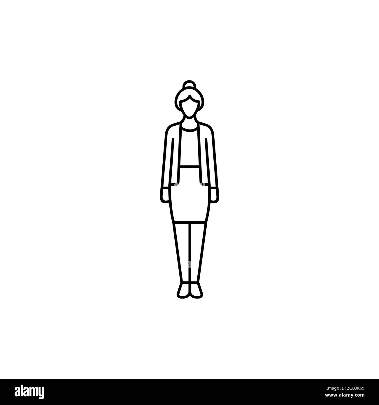 Mature woman olor line icon. Different stages person's life. Pictogram ...