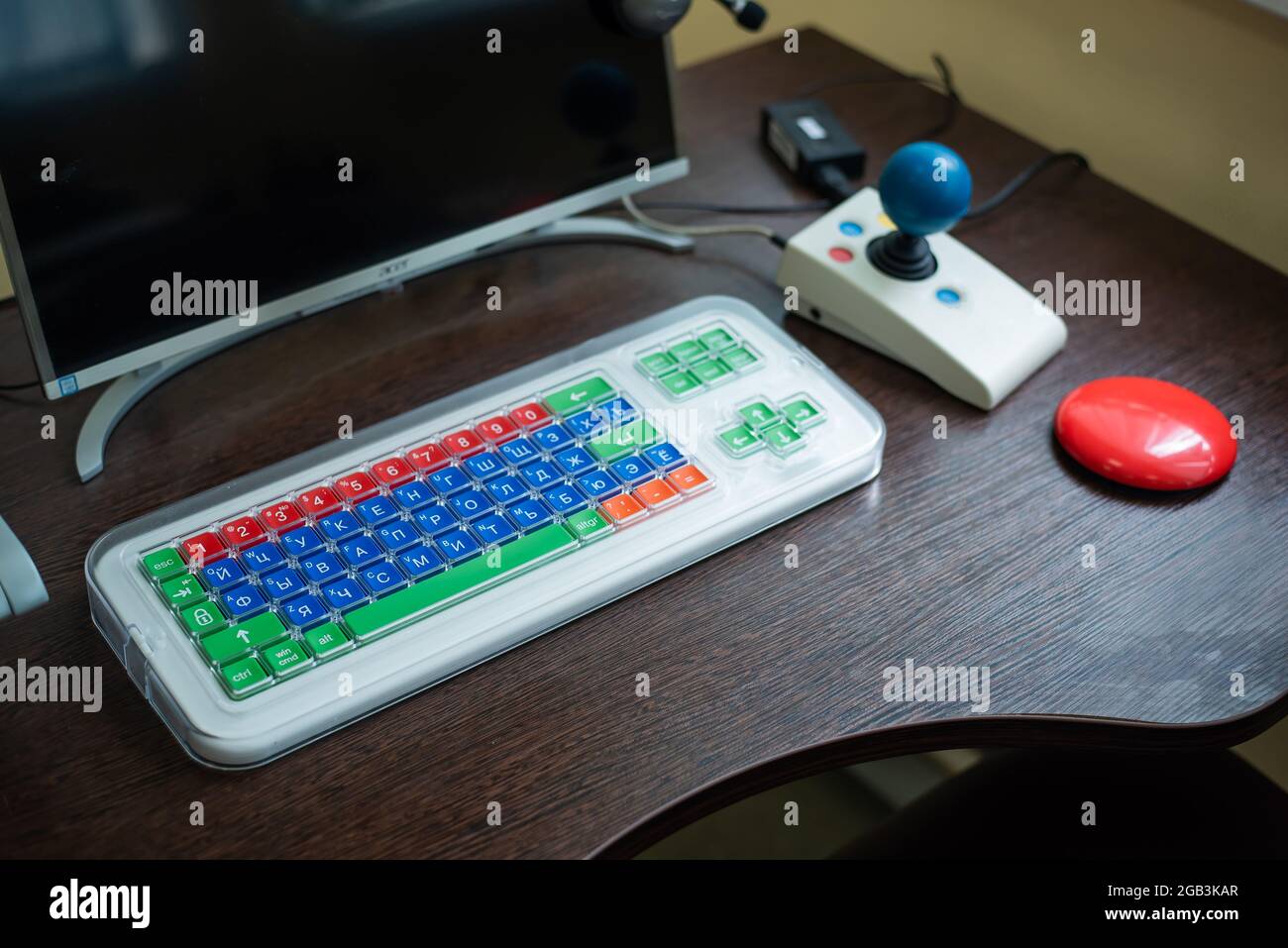 Specially equipped computer for people with cerebral palsy Stock Photo ...