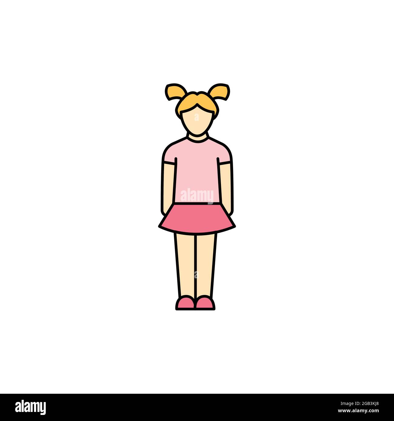 Girl olor line icon. Different stages person's life. Pictogram for web ...