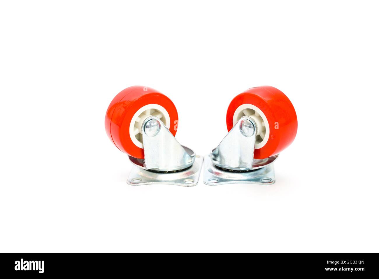 Replacement trolley wheels on white background Stock Photo - Alamy