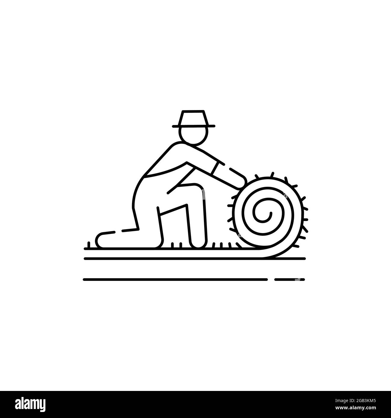Turfing grass landing olor line icon. Garden service. Pictogram for web ...