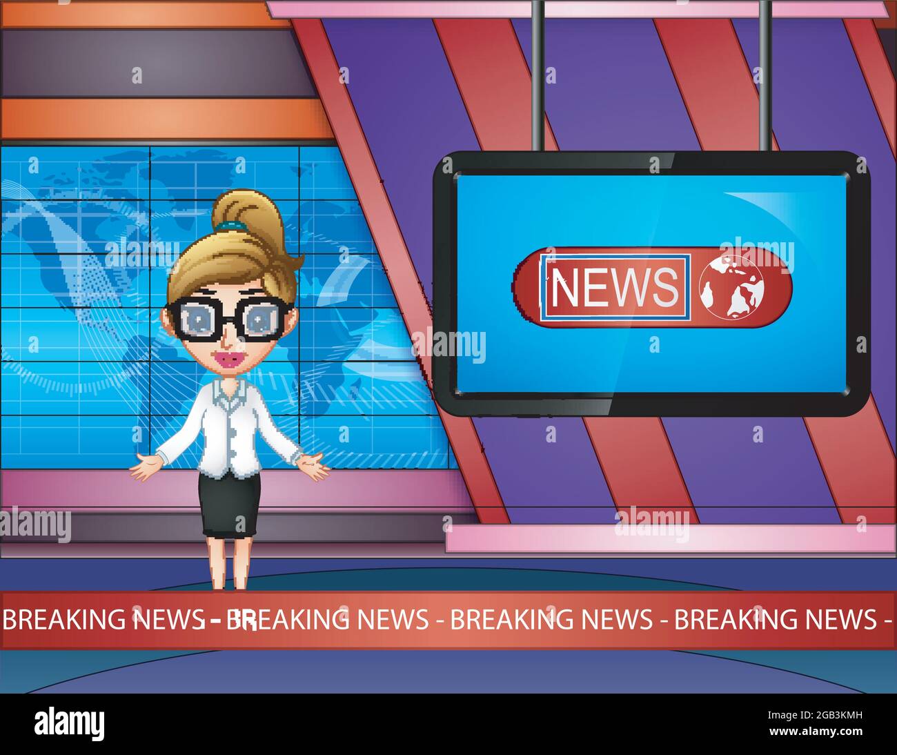 Female newsreader studio Stock Vector Images - Alamy