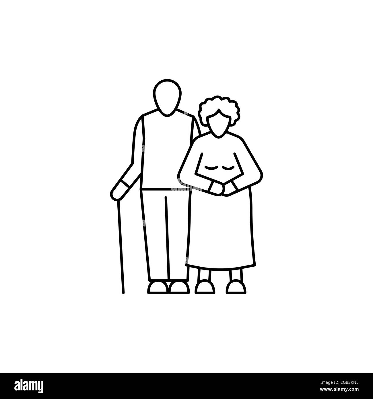 Elderly couple olor line icon. Different stages person's life ...