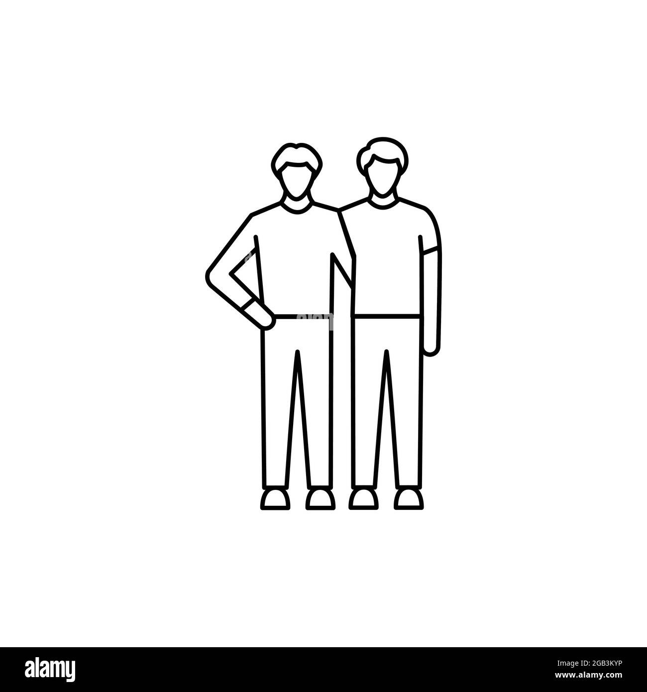 Friends olor line icon. Different stages person's life. Pictogram for ...