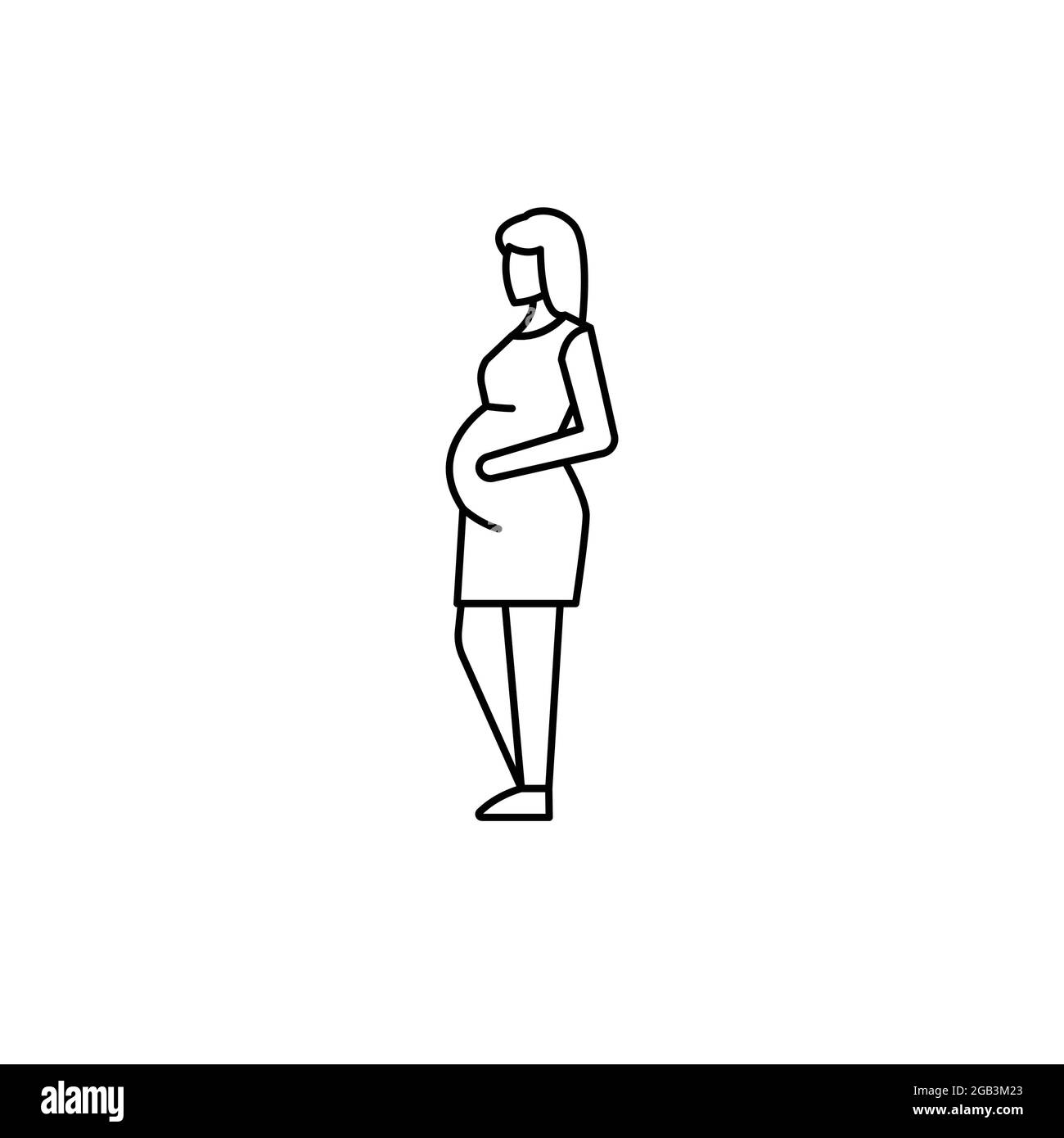 Pregnant woman olor line icon. Different stages person's life ...