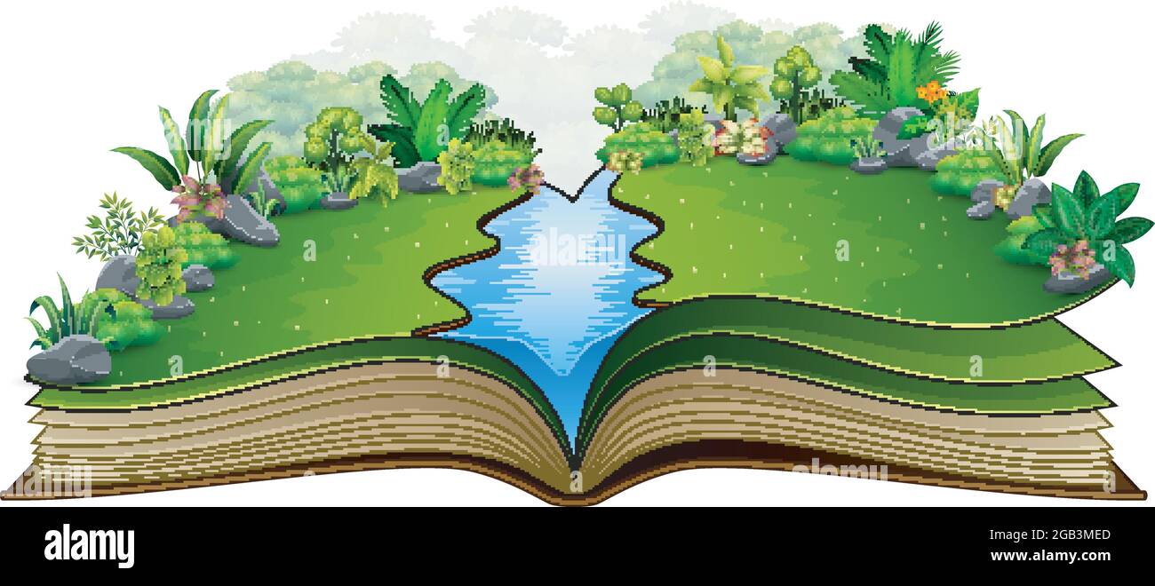 Open book with green plant of nature background Stock Vector Image ...